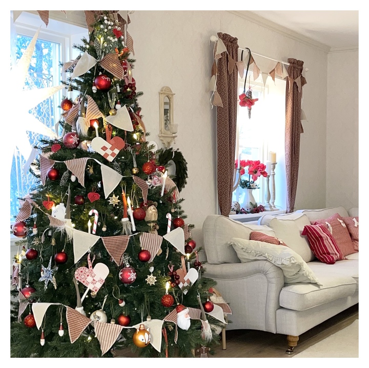 Vimpel Girlang/julgirlang - Röd Natur 5 Meter